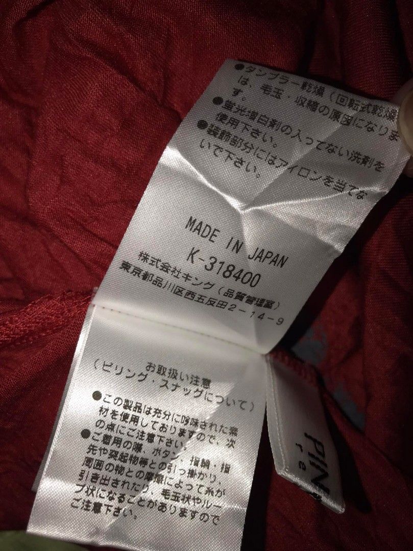 JAPANESE BRAND x PINORE crowl neck in burgundy top, Luxury, Apparel on Carousell