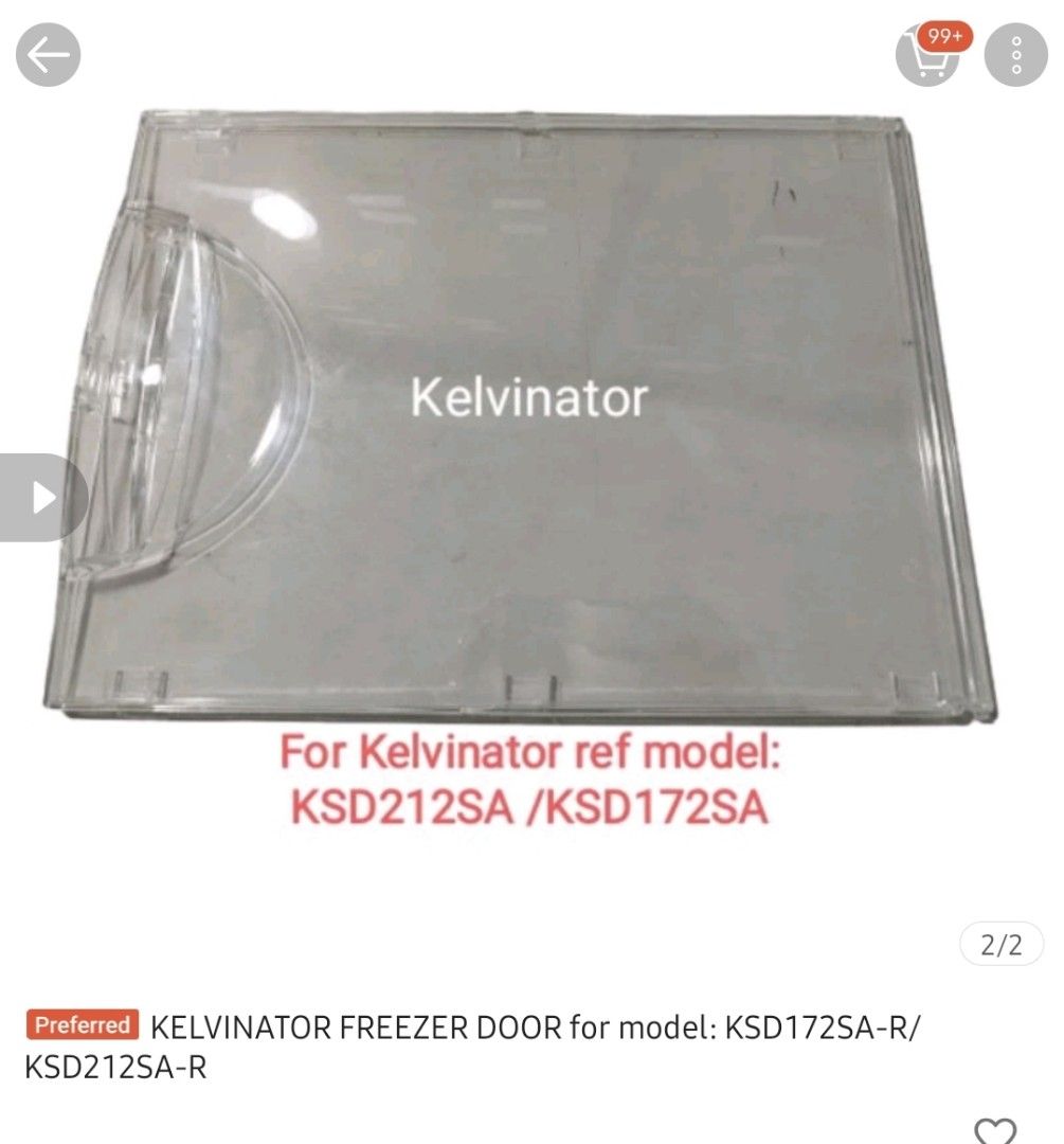 Kelvinator freezer door, TV & Home Appliances, Kitchen Appliances ...