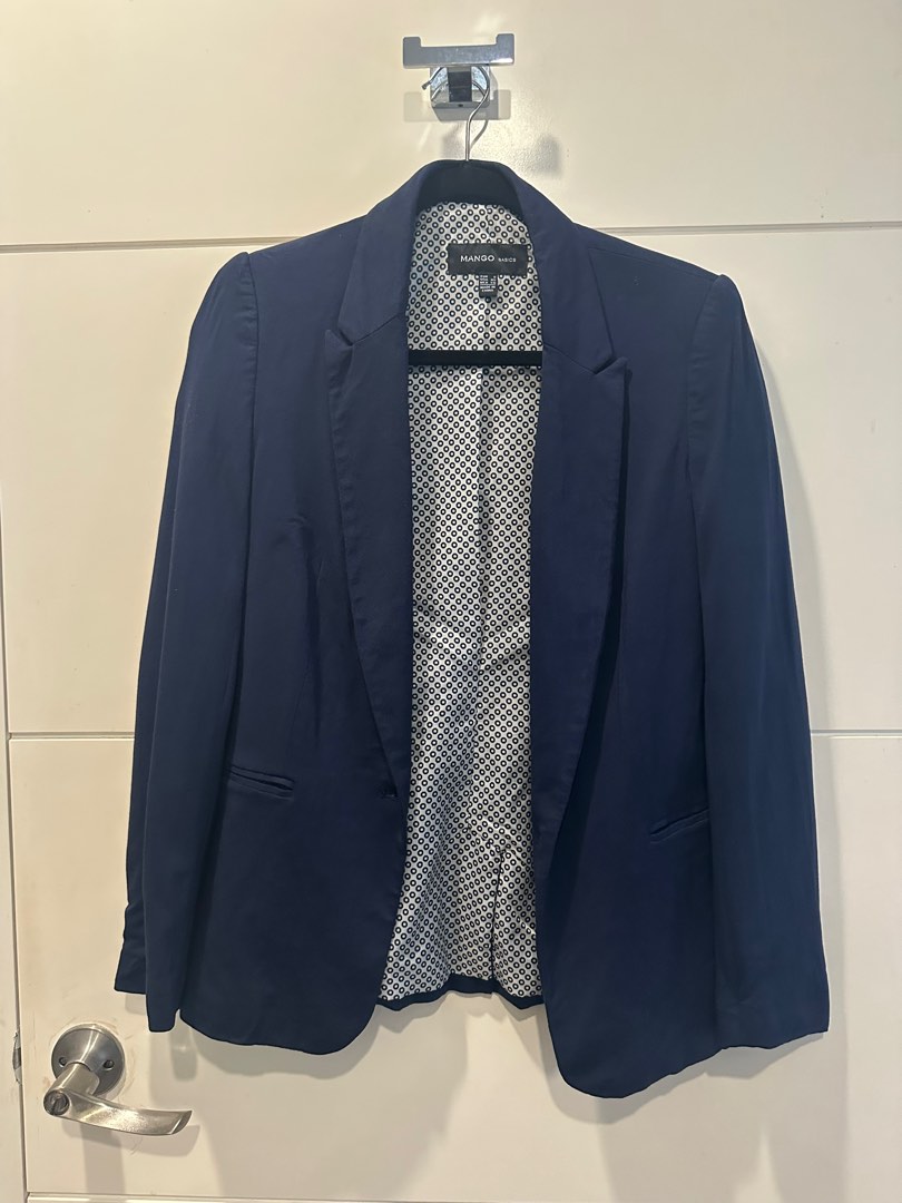 Mango Navy Blue Blazer, Women's Fashion, Coats, Jackets and Outerwear ...