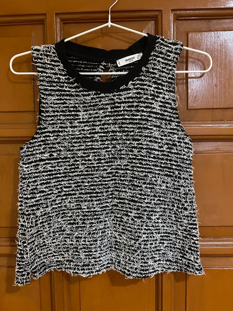 MANGO Tweed Top, Women's Fashion, Tops, Sleeveless on Carousell
