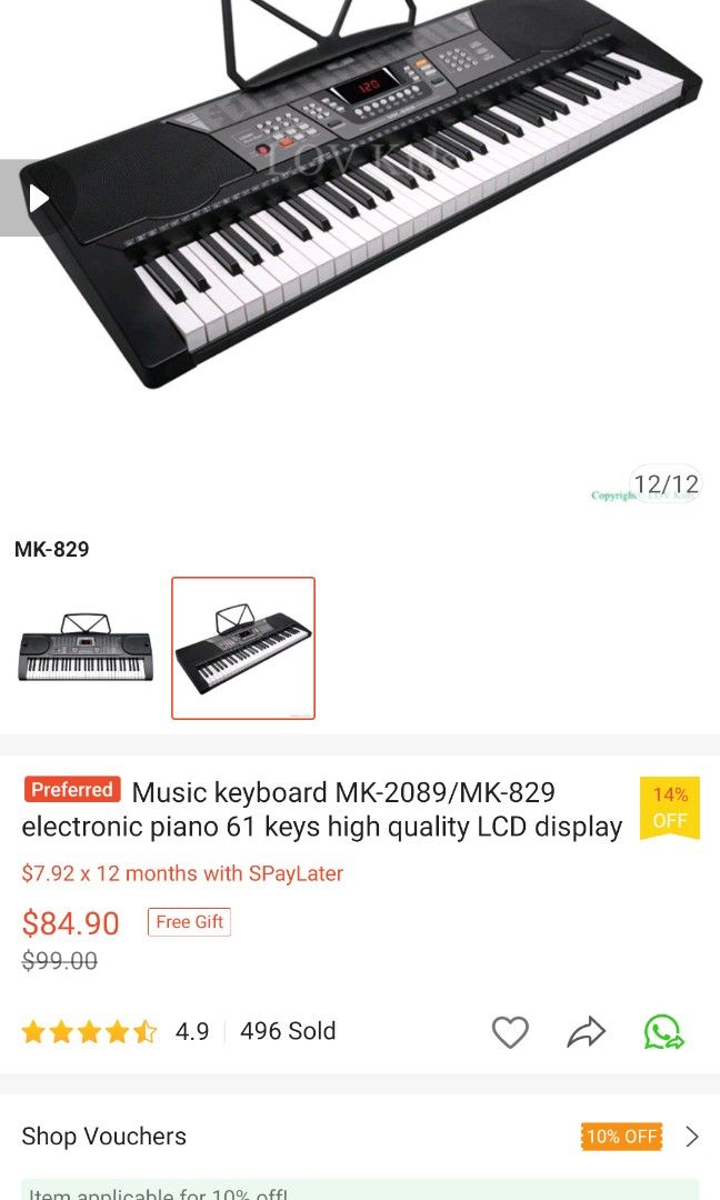 Mk-829 61 keyboard, Hobbies & Toys, Music & Media, Musical Instruments ...
