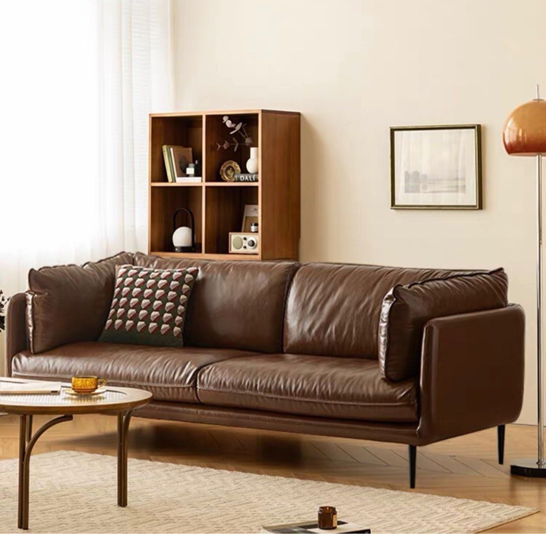 MODAL Modern Waxed Leather Sofa, Furniture & Home Living, Furniture ...
