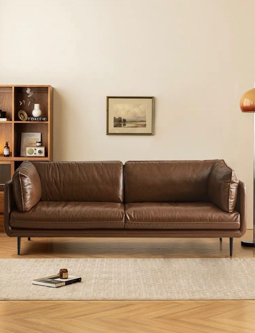 MODAL Modern Waxed Leather Sofa, Furniture & Home Living, Furniture ...