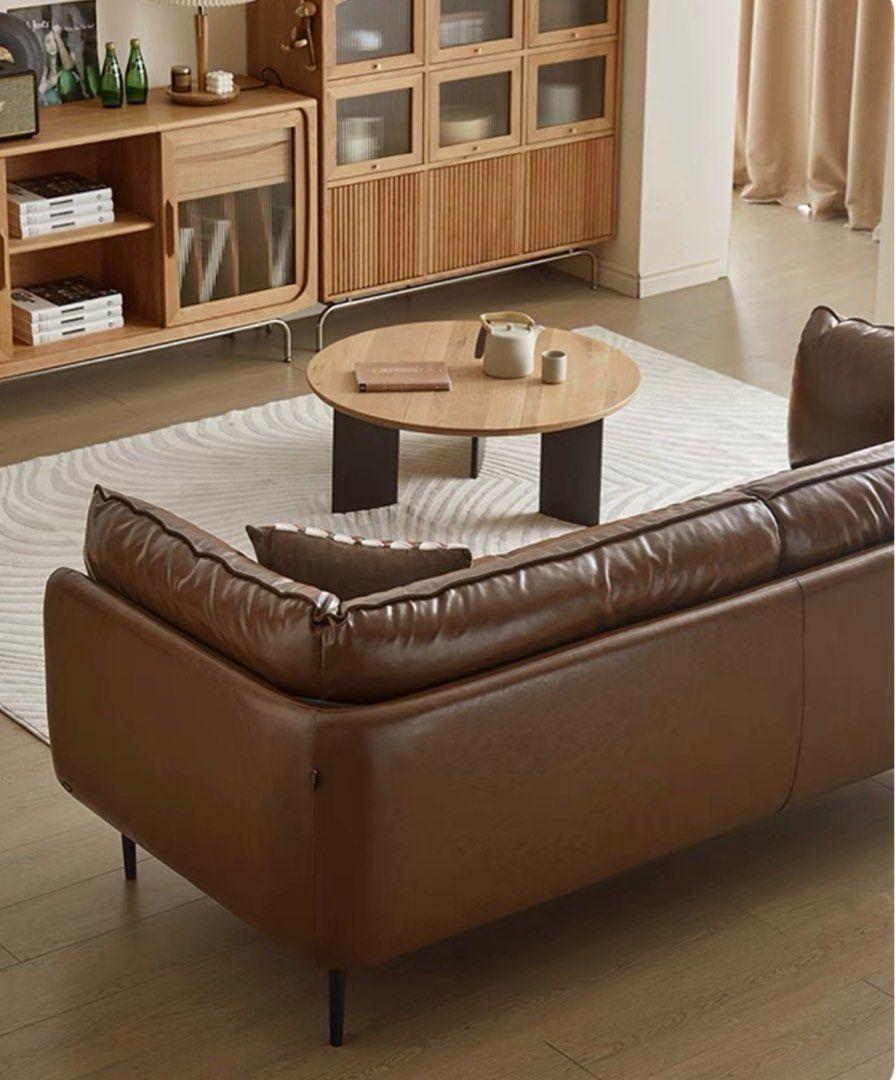 MODAL Modern Waxed Leather Sofa, Furniture & Home Living, Furniture ...