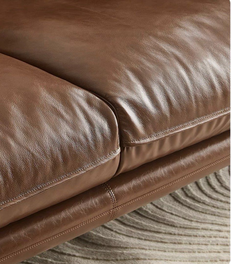 MODAL Modern Waxed Leather Sofa, Furniture & Home Living, Furniture ...