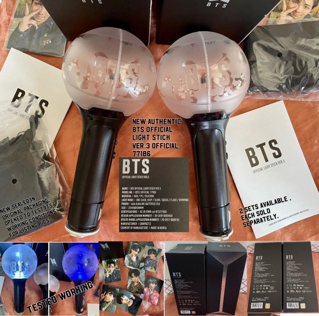 New Authentic BTS Official Light Stick Ver.3 Official 77186, Hobbies ...
