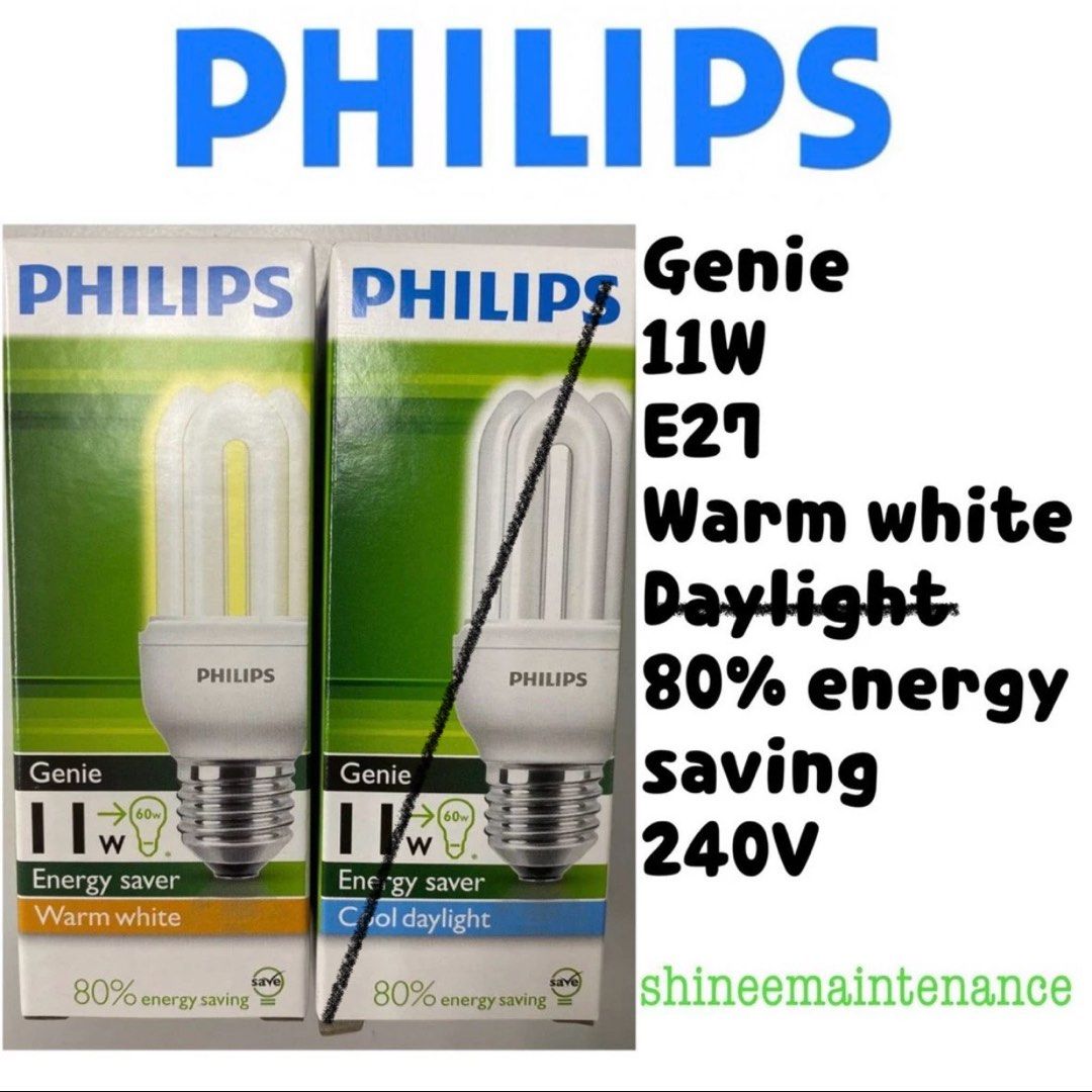 PHILIPS Genie 11W E20 Warm White Bulb, Furniture & Home Living ...