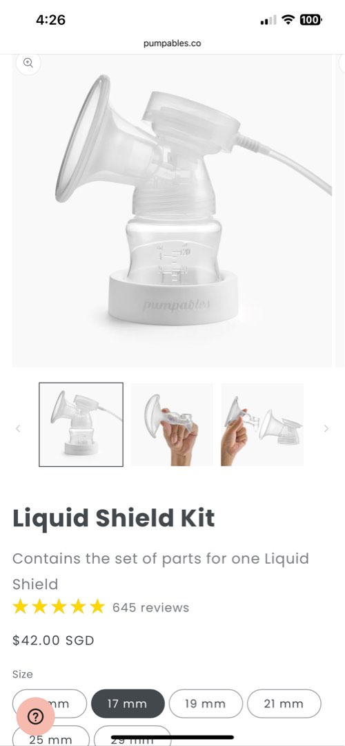 Pumpables Liquid shield System 17mm (flange), Babies & Kids, Nursing ...