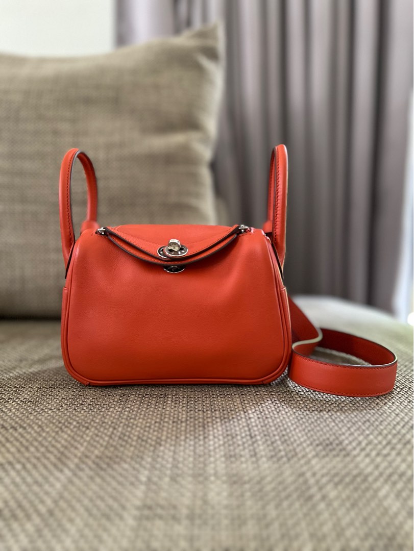 SALE! Hermes Mini Lindy Swift Leather Terre Battue Sesame with ...