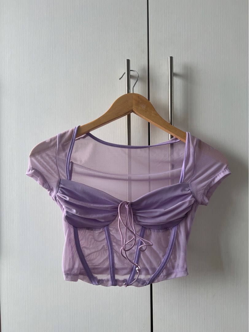 See through Lilac Purple Top, Women's Fashion, Tops, Blouses on Carousell