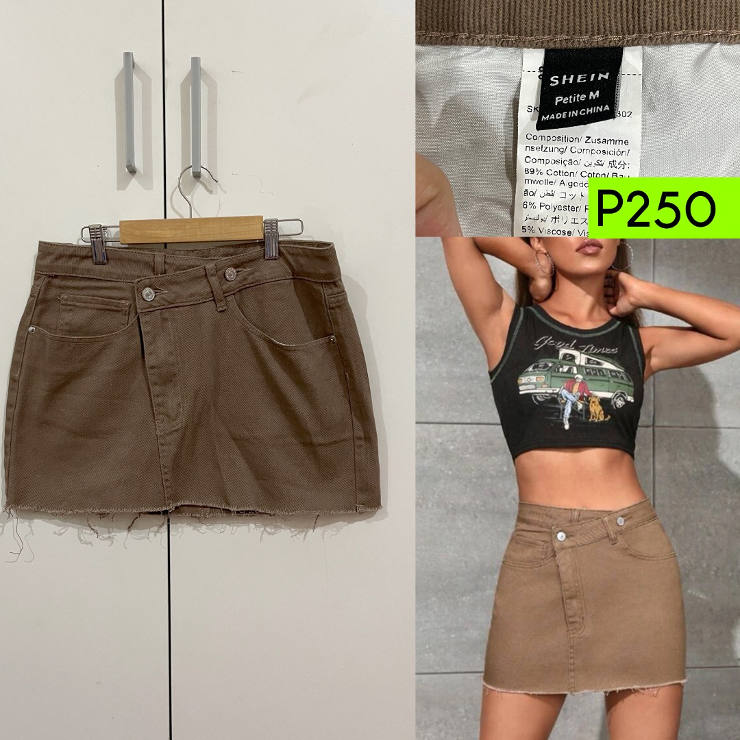 Shein Choco Brown denim skirt, Women's Fashion, Bottoms, Skirts on ...