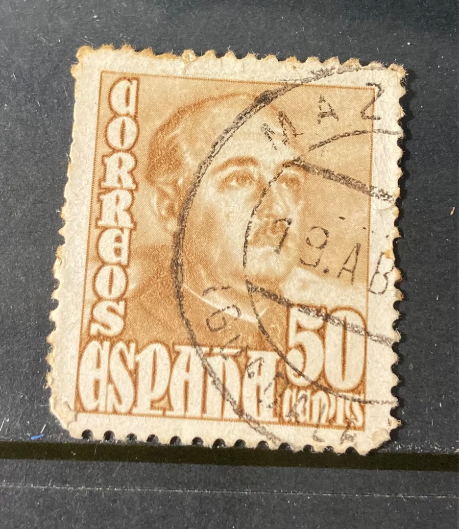 SPAIN USED STAMP: 1952 Spanish Postage Stamp General Franco Reddish ...