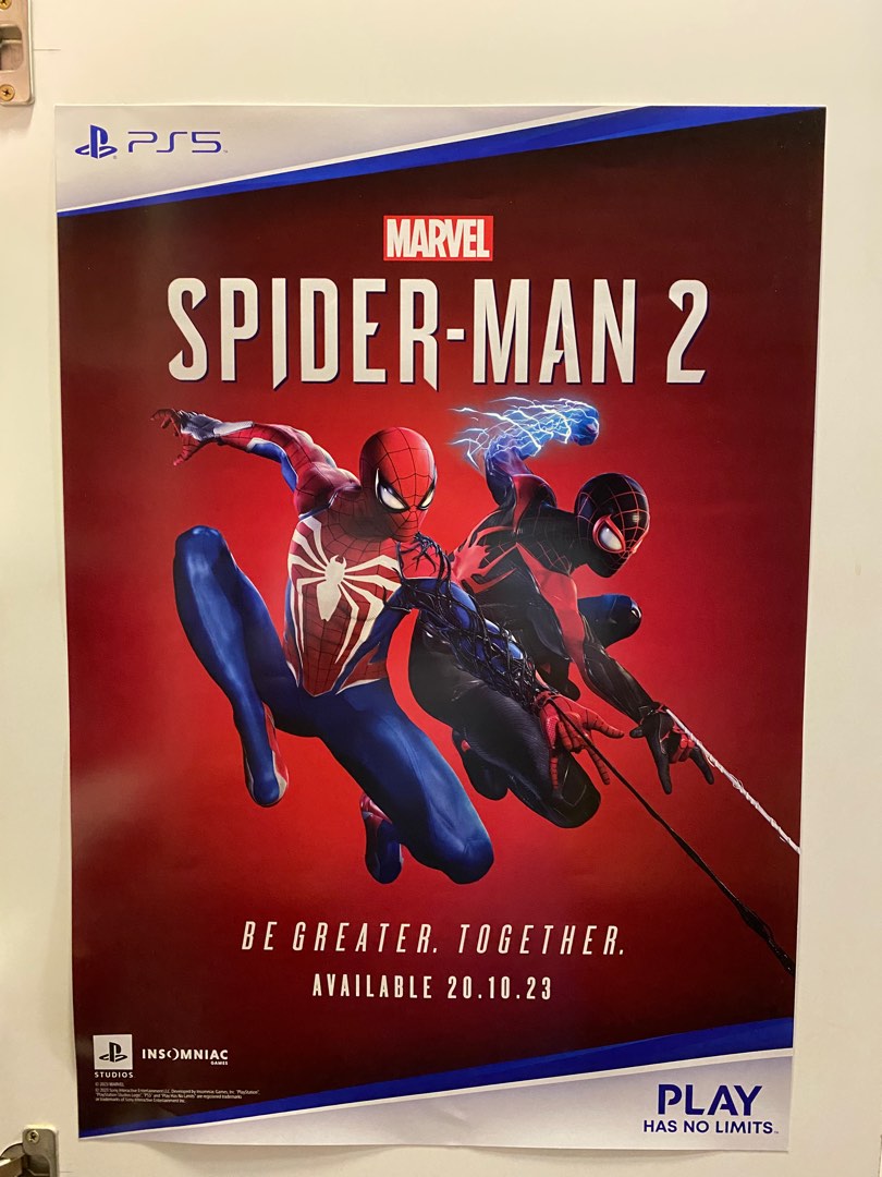 SPIDER-MAN 2 PS5 POSTER, Hobbies & Toys, Collectibles & Memorabilia ...