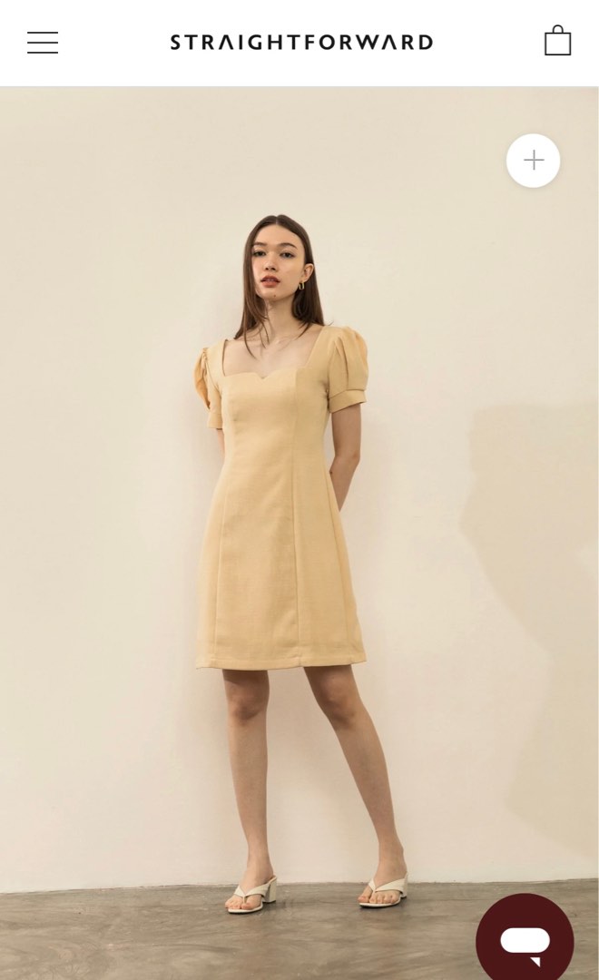 Straightforward White Puff Semi Formal Dress, Women's Fashion, Dresses ...