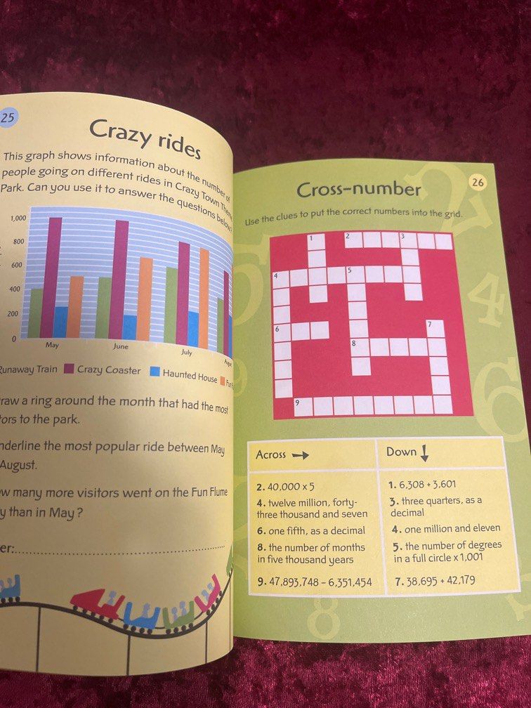 Usborne 99 Math Puzzles & General Knowledge Quizzes, 興趣及遊戲, 書本 & 文具, 小說 ...