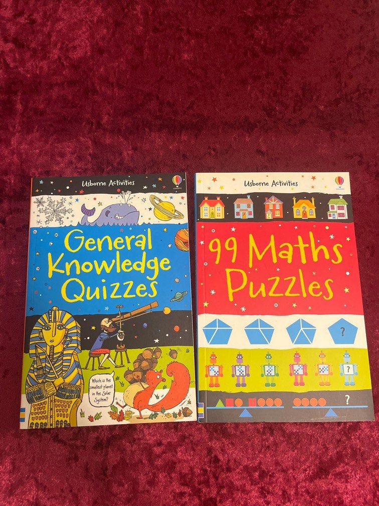 Usborne 99 Math Puzzles & General Knowledge Quizzes, 興趣及遊戲, 書本 & 文具, 小說 ...
