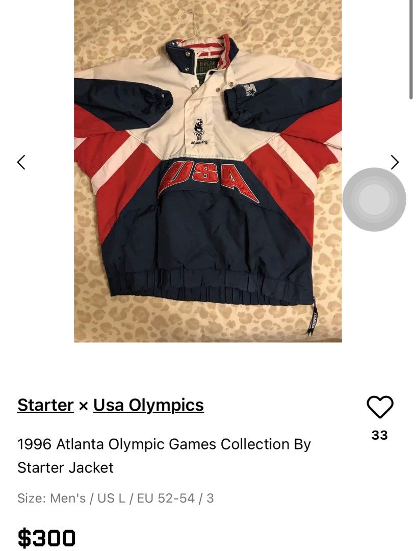 Vintage 1996 Starter Atlanta Olympics Team USA Half Zip Kangaroo Puffer ...
