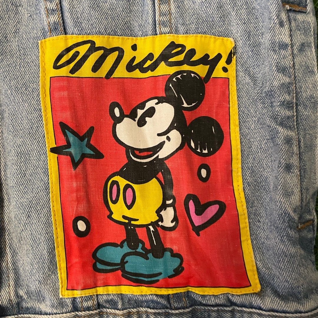 Vintage 80s Mickey Mouse Artwork Mega Print Denim Jacket, Women's ...