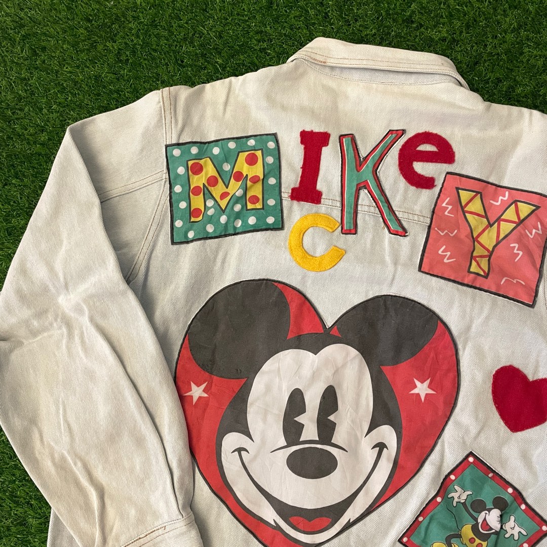 Vintage 90s Disney Mickey Mouse Spell Out Patched Denim Jacket, Men's ...