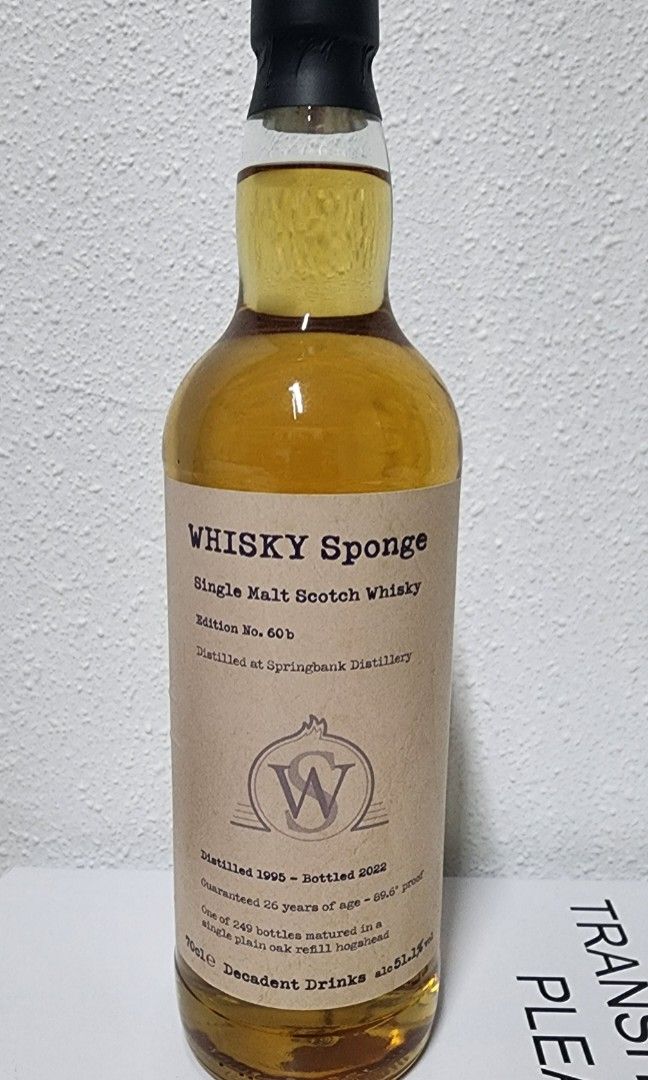 Whisky Sponge Springbank 26 years, Food & Drinks, Alcoholic Beverages ...