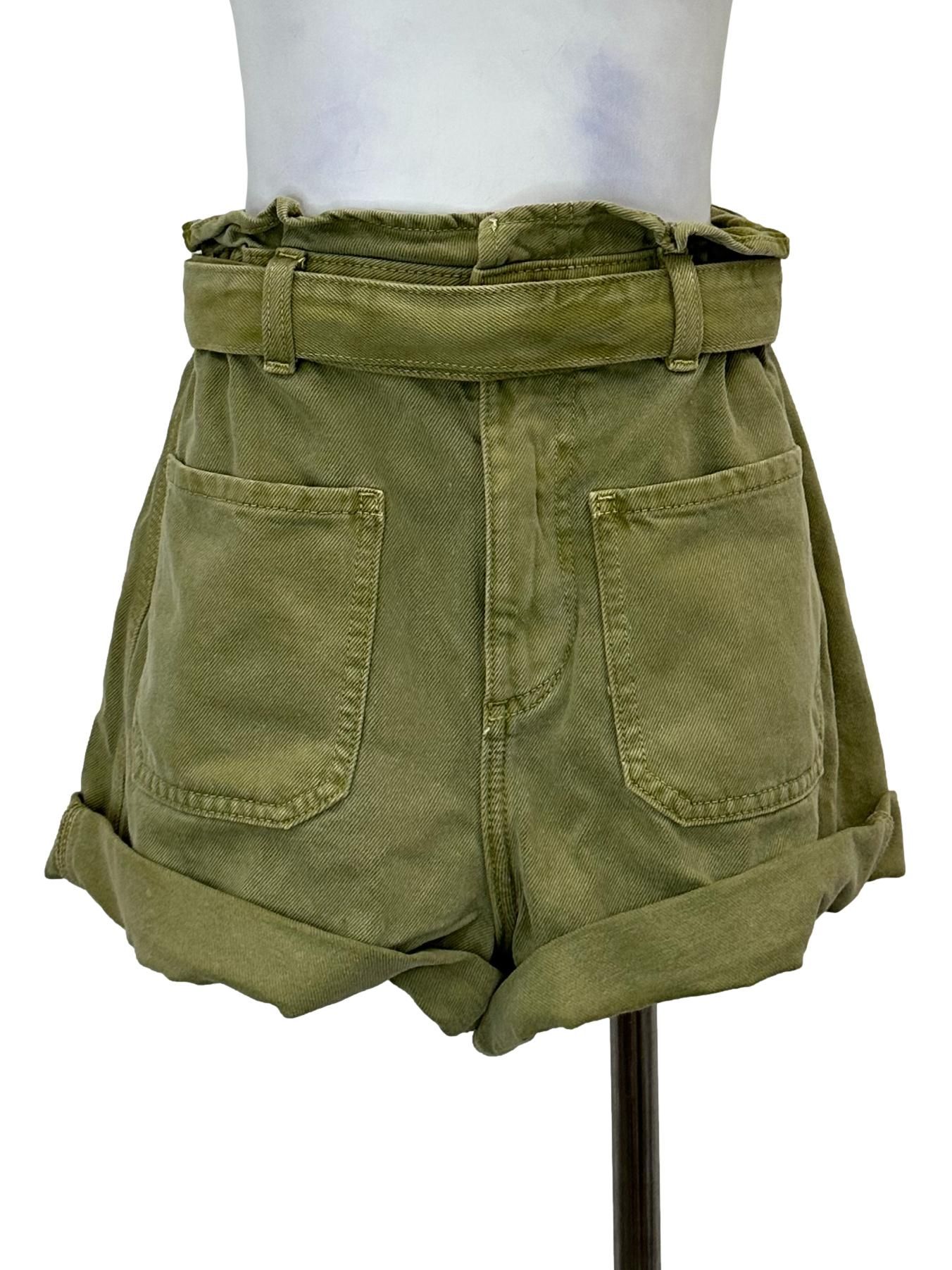 Zara Olive Green Denim Shorts, Women's Fashion, Bottoms, Shorts on ...