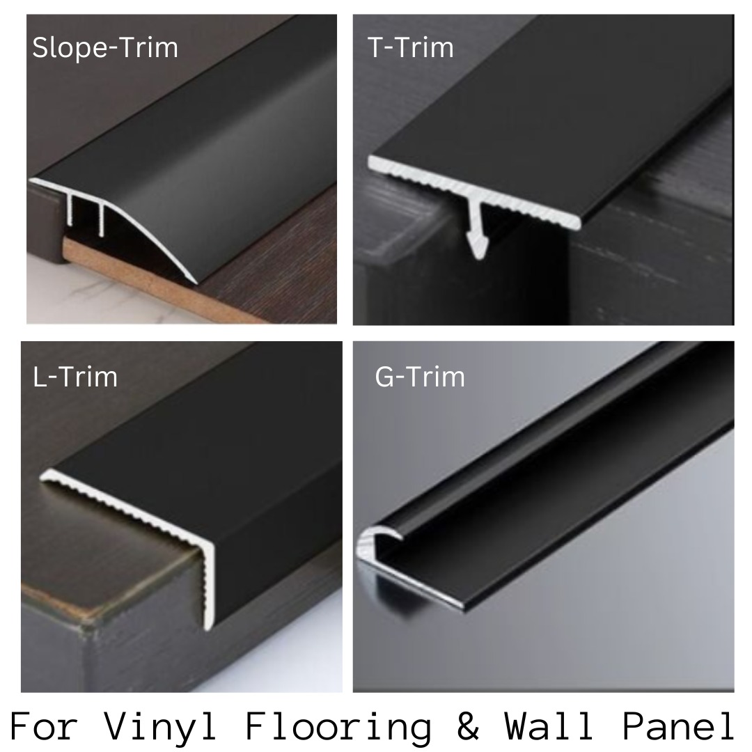 2.7m Aluminium G / L / T / Slope Trimming for vinyl floor & wall panel ...