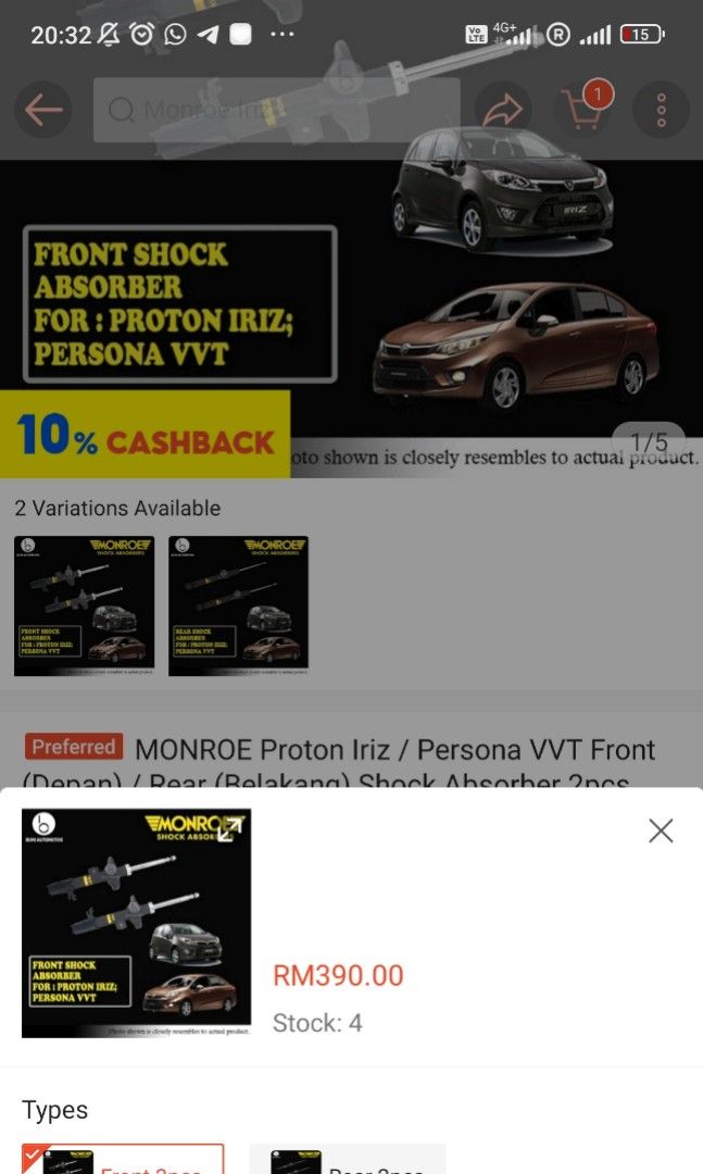 Absorber persona vvt, Auto Accessories on Carousell