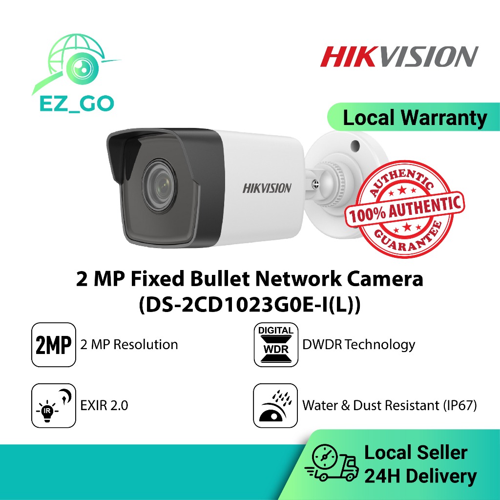 [Authentic] HIKVISION 2MP Fixed Bullet Network POE CCTV DS-2CD1023G0E-I(L) Security IP Camera ...