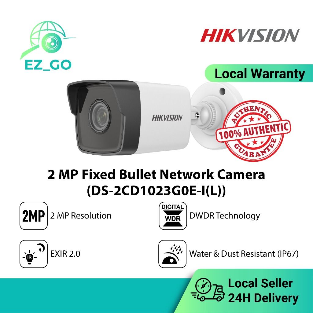 [Authentic] HIKVISION 2MP Fixed Bullet Network POE CCTV DS-2CD1023G0E-I(L) Security IP Camera ...