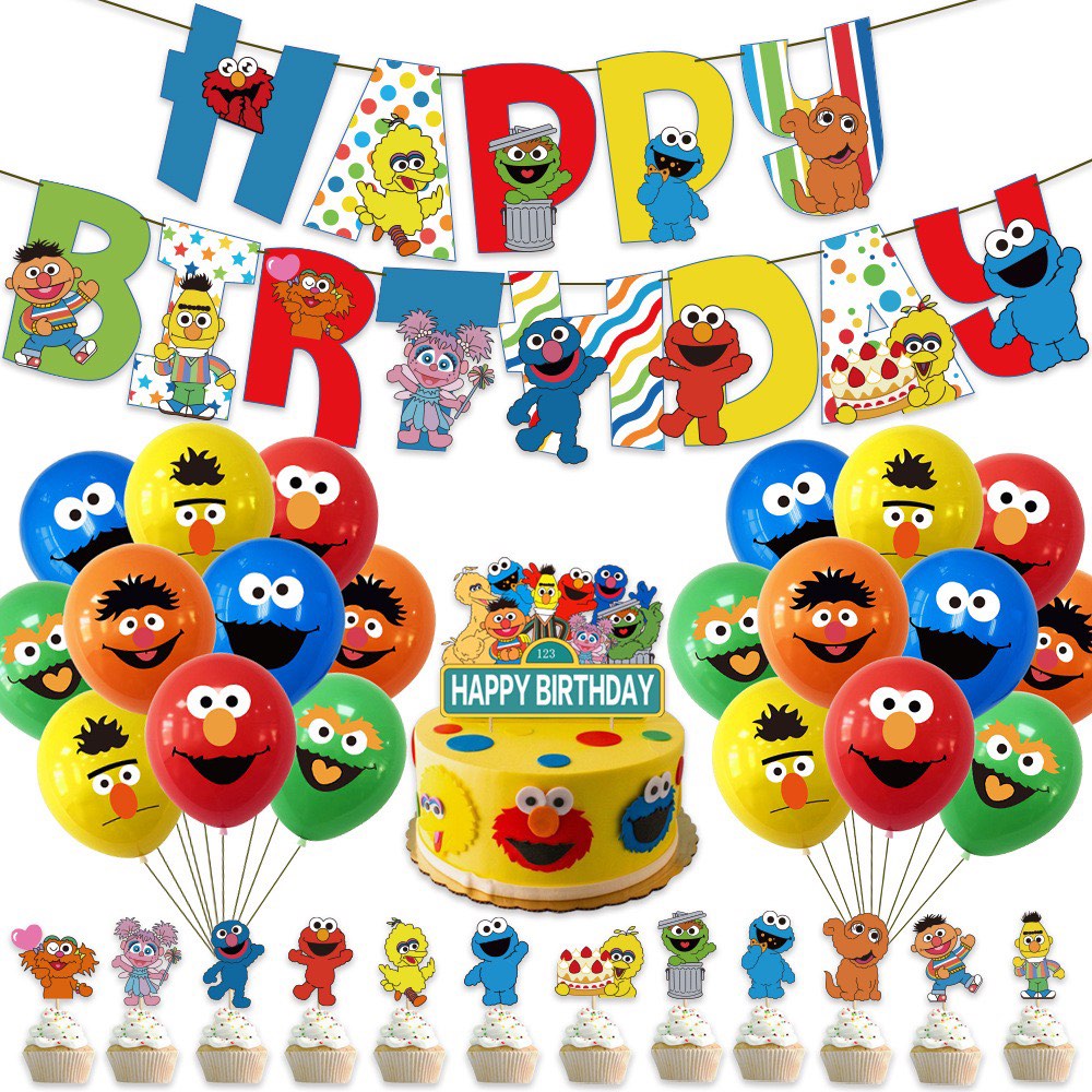 [Avail] Sesame Street Theme Balloons Set Birthday Party Decoration ...