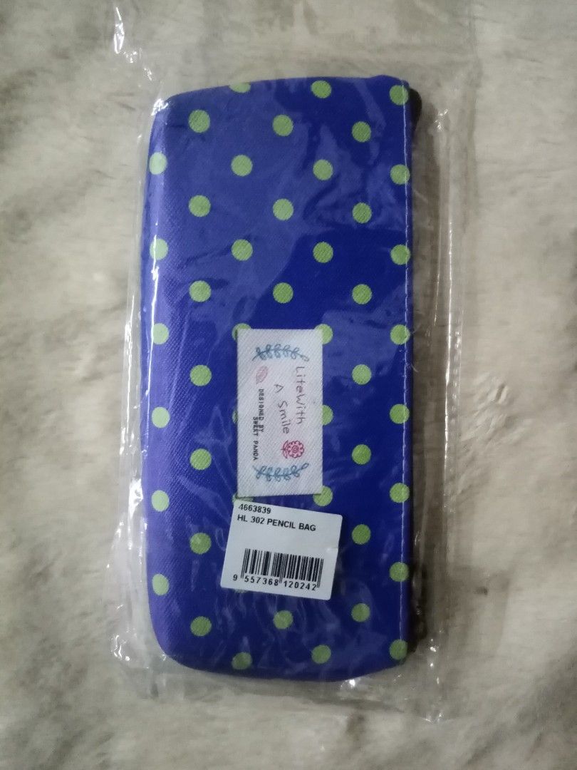 Blue polka green dot pencil case, Hobbies & Toys, Stationery & Craft ...