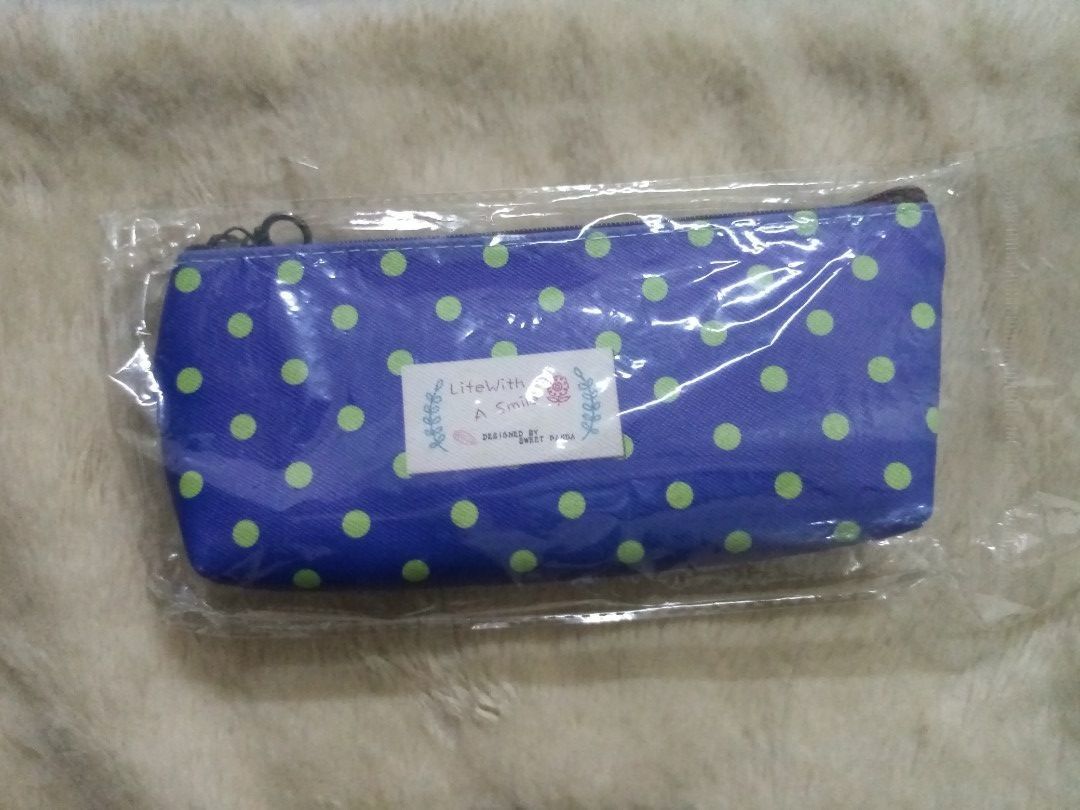 Blue polka green dot pencil case, Hobbies & Toys, Stationery & Craft ...