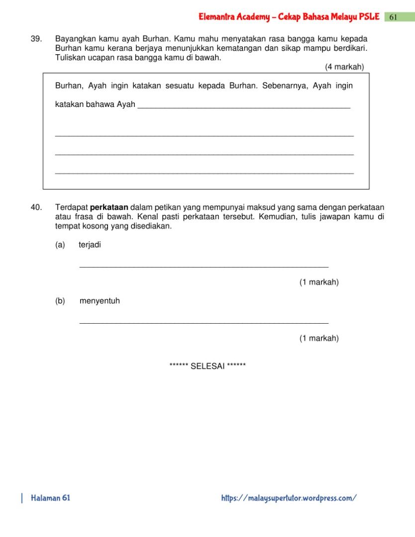 Cekap Bahasa Melayu PSLE P5 P6 Malay Language Paper 2 PDF Assessment ...