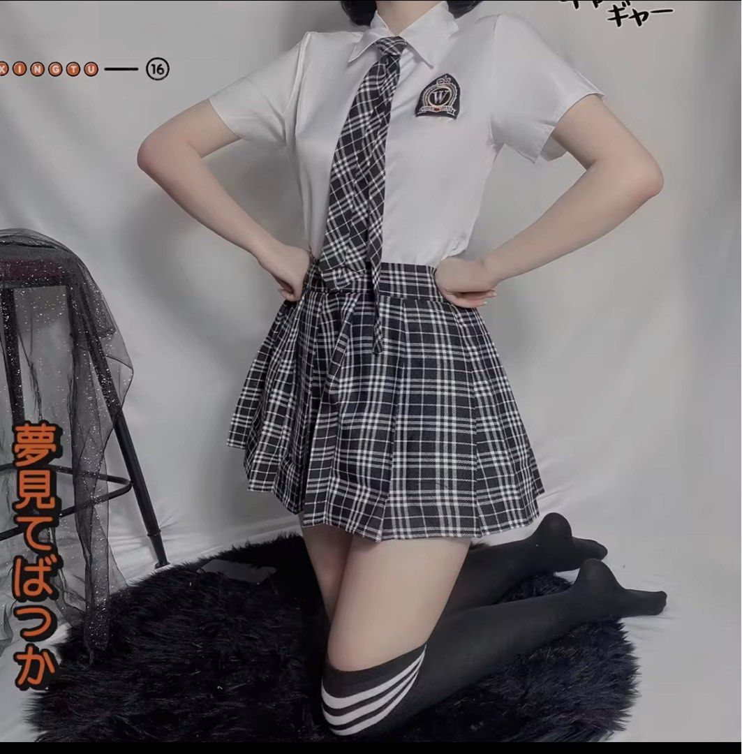Cosplay Halloween Japanese school girl uniform Checkered tennis Skirt ...