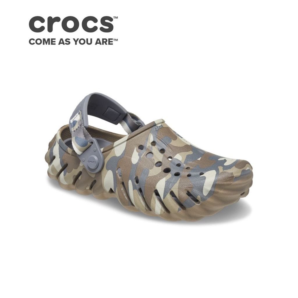 Crocs Kids Echo Camo Redux Clog in Charcoal, Babies & Kids, Babies ...