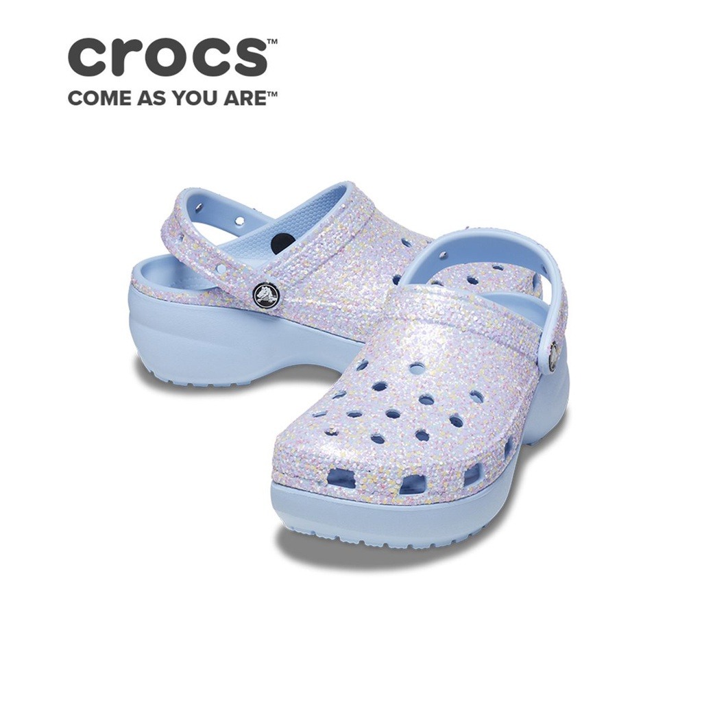 Crocs Women's Classic Platform Glitter Clog in Blue Calcite Multi ...