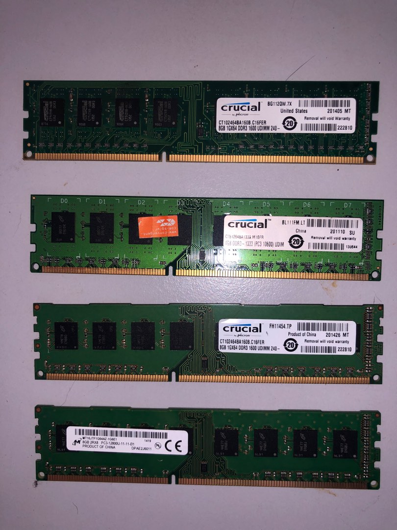 Crucial DDR3 1600 8GB x 3 and DDR3 4GB Memory Module, Computers & Tech ...