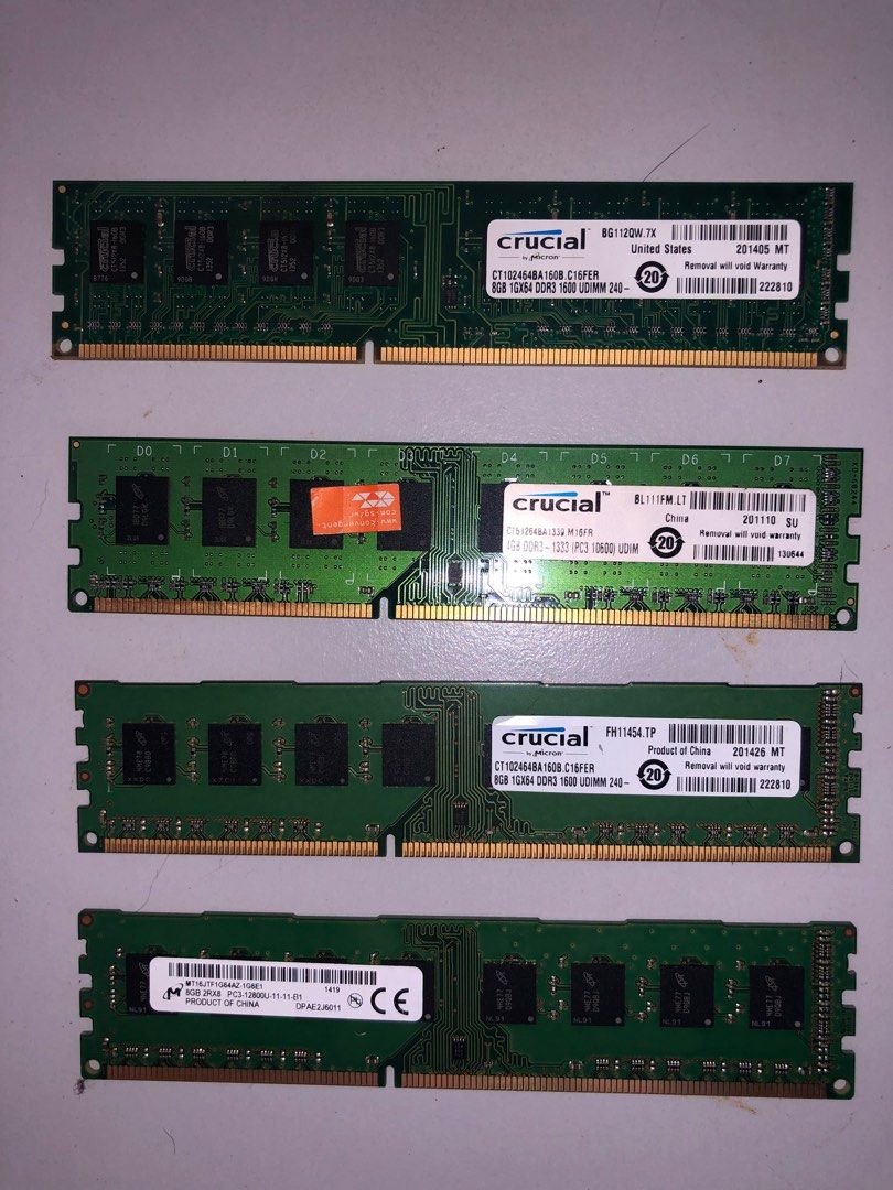 Crucial DDR3 1600 8GB x 3 and DDR3 4GB Memory Module, Computers & Tech ...