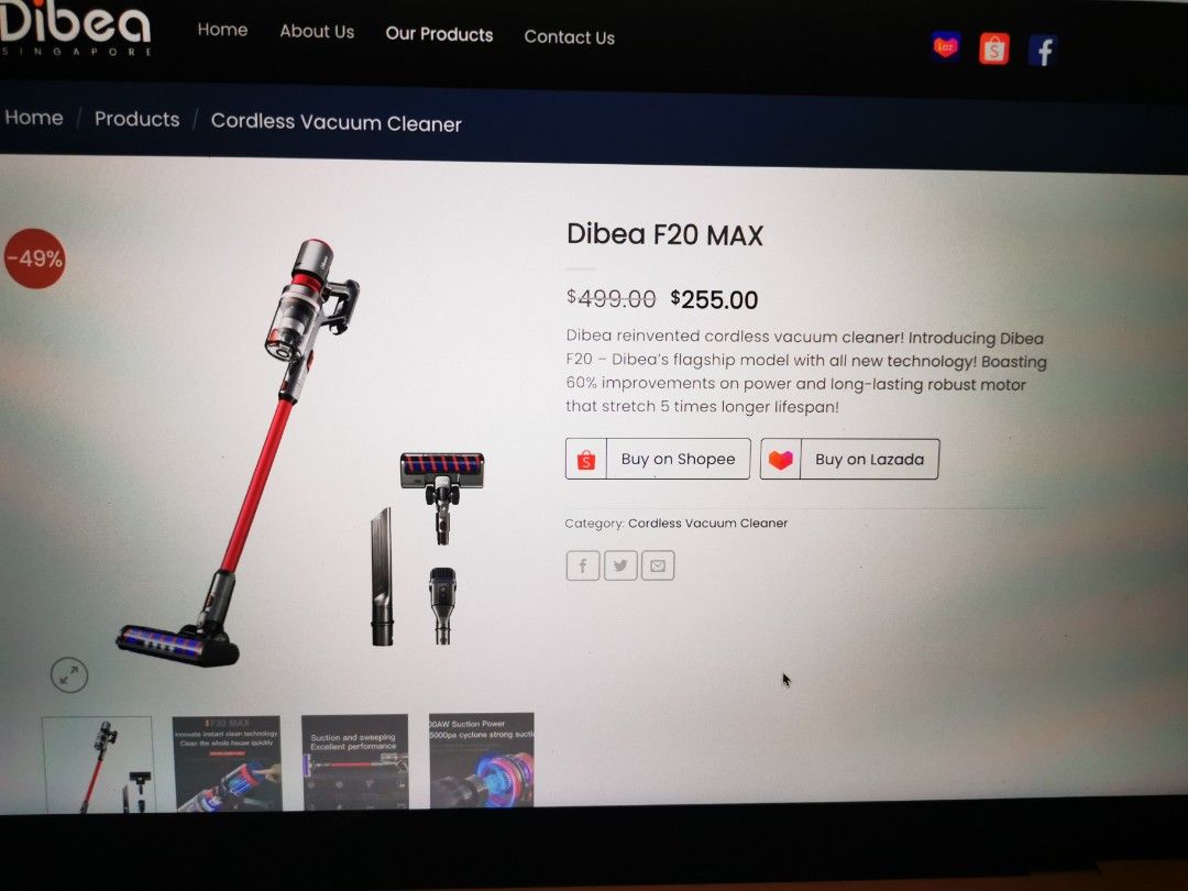 Dibea F20 Max cordless vacuum cleaner, TV & Home Appliances, Vacuum ...