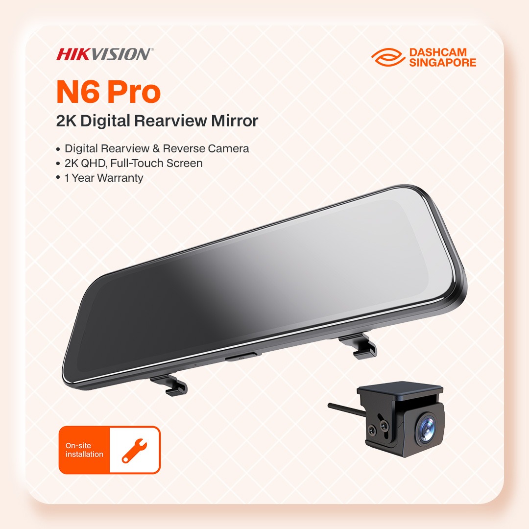 Digital Rearview Mirror Dashcam | HikVision N6 Pro 2K Rearview Dashcam ...