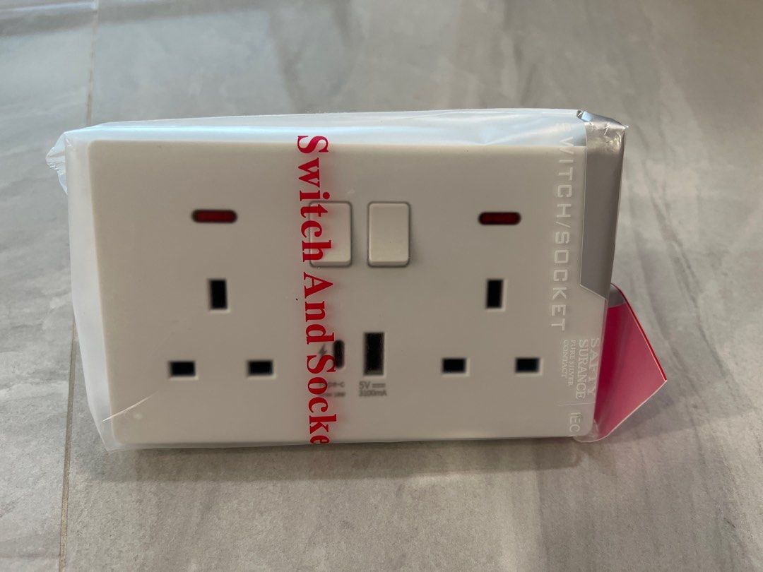 Double gang Power socket with USB C high power charging , TV & Home ...
