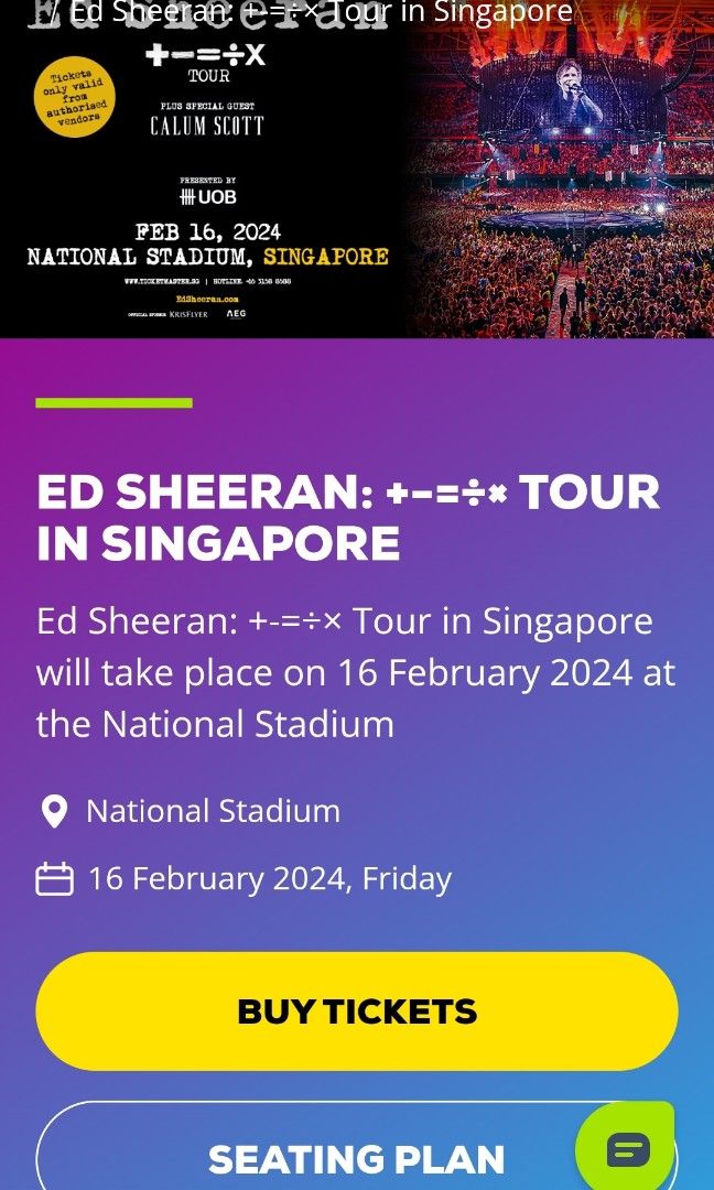 Ed Sheeran Tickets [negotiable], Tickets & Vouchers, Event Tickets on ...