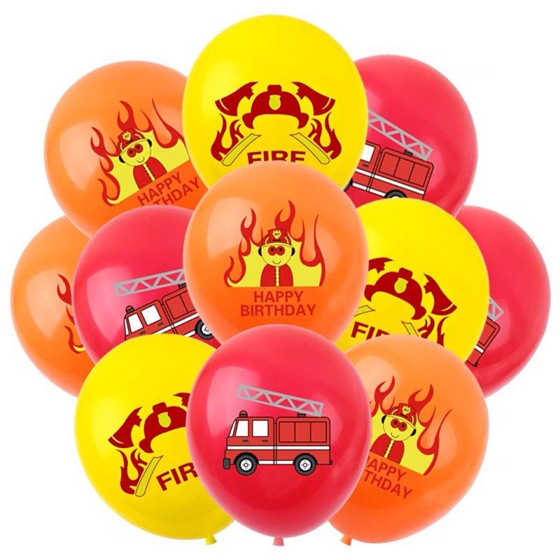 Fireman Fire Truck Theme (w Foil Balloons) Balloons Decoration Set ...
