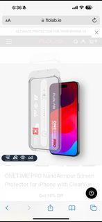 Flolab ONETIME PRO NanoArmour Screen Protector for iPhone 15 Pro Max ...
