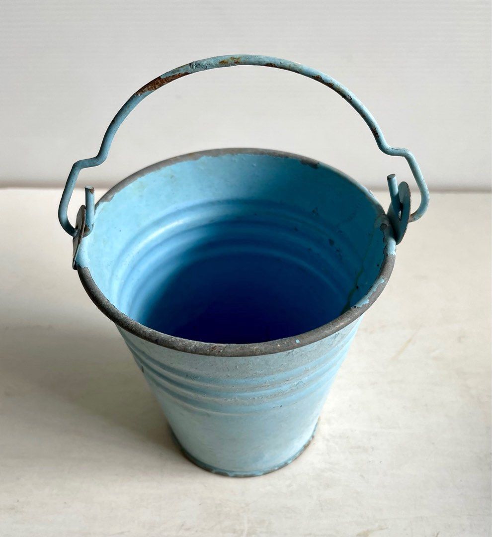 FWP Lovely Footed Porous Clay Planter Pot and Metal Tin Bucket Decor ...