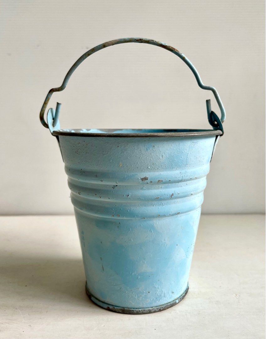FWP Lovely Footed Porous Clay Planter Pot and Metal Tin Bucket Decor ...