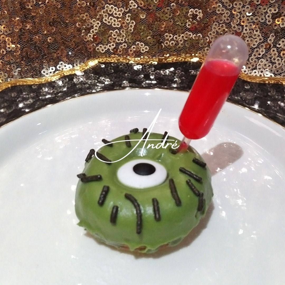 Green Eyed Monster with Injection Halloween Mini Donut in Dome, Food ...