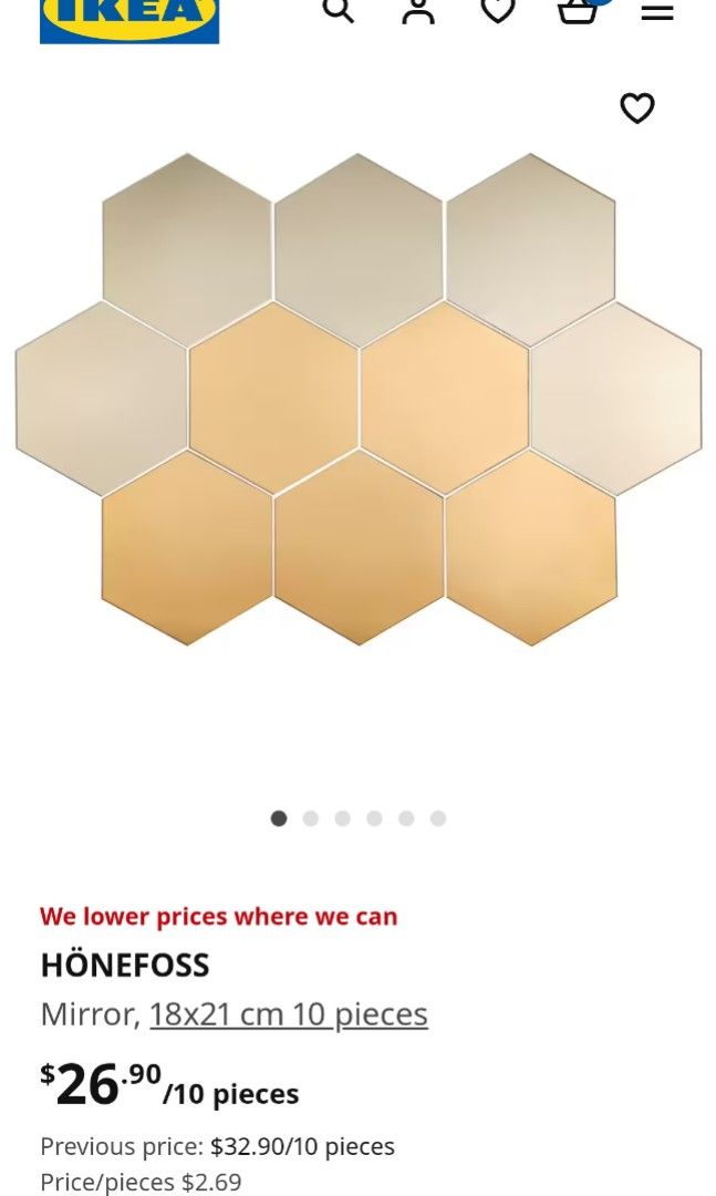 IKEA HONEFOSS MIRRORS (2 SETS, 2 COLOURS), Furniture & Home Living ...