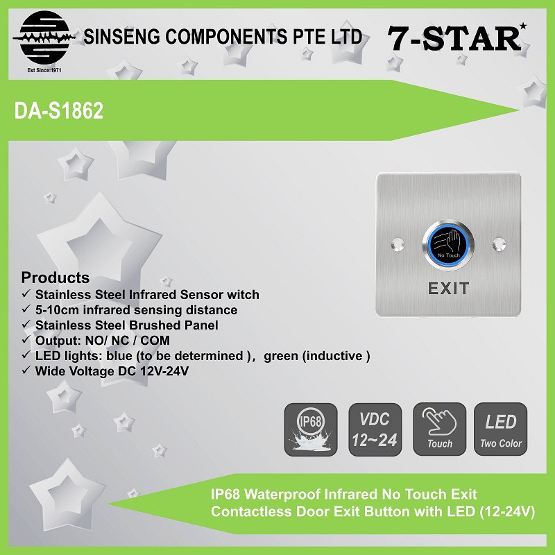 IP68 Infrared No Touch Exit Contactless Door Exit Button with LED (12 ...