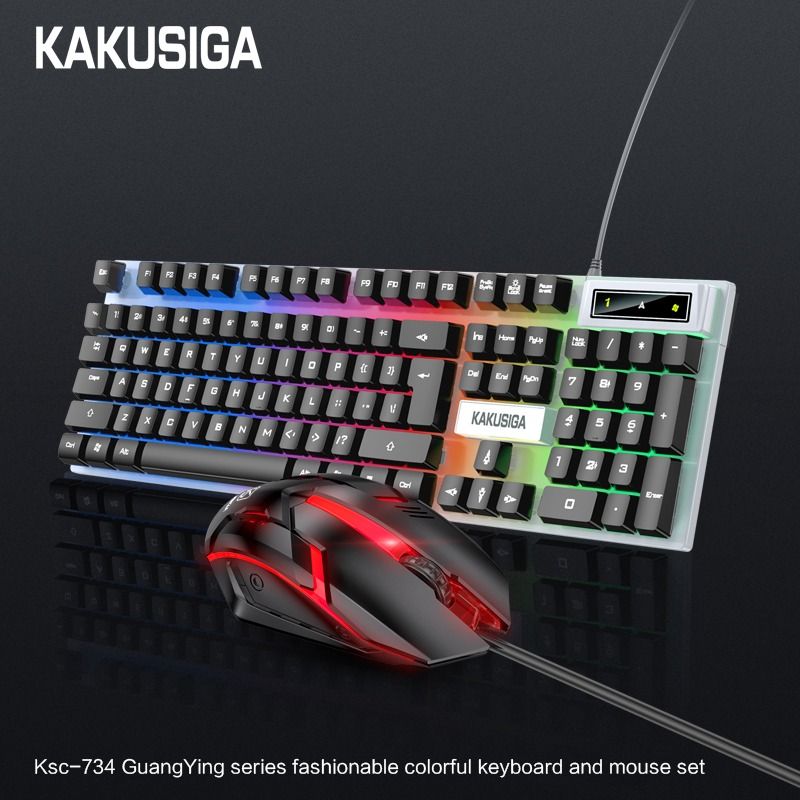 Kakusiga fashion colorful keyboard and mouse set basic mice and keyboard combos USB wired ...
